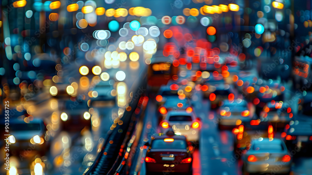 Glowing traffic lights on street at night background illuminating car ...