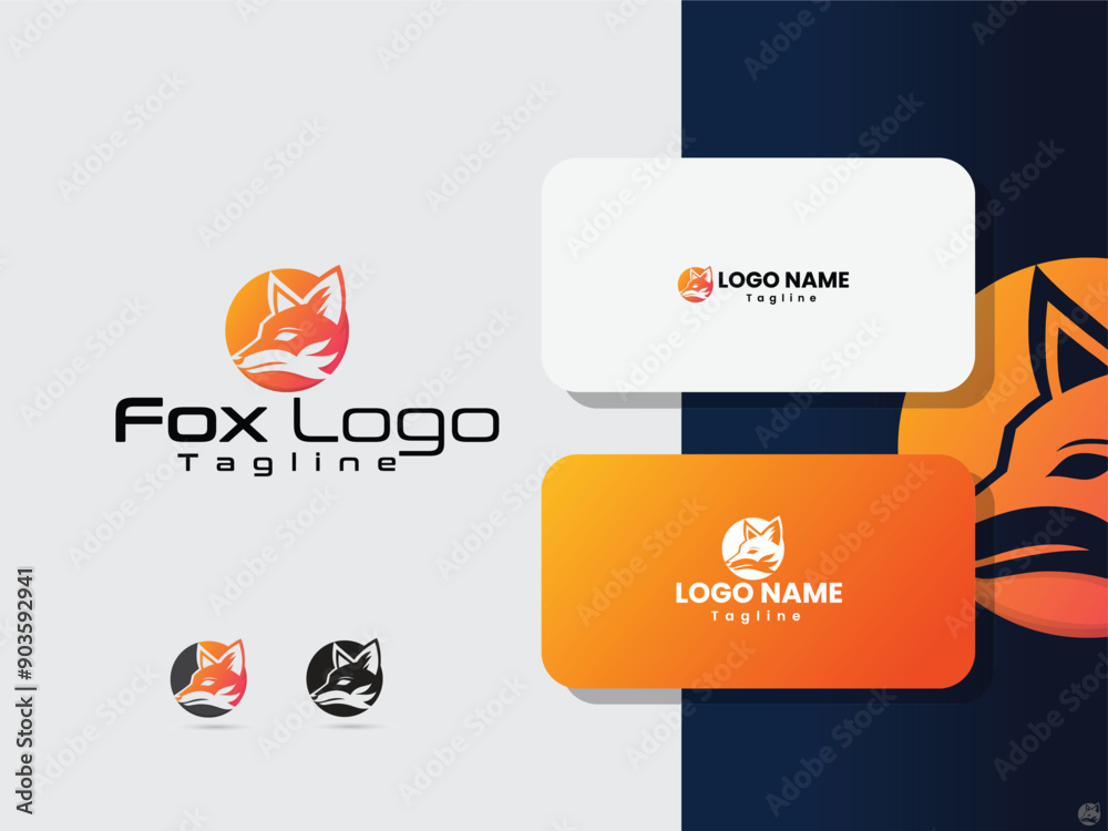 Vetor de Fox logo design has a circle shape and an orange gradient ...