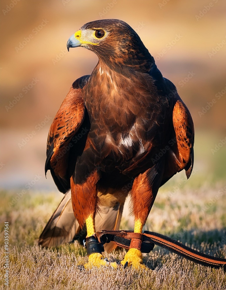 Falconry. Harris hawk (Parabuteo unicinctus) bird of prey on display ...
