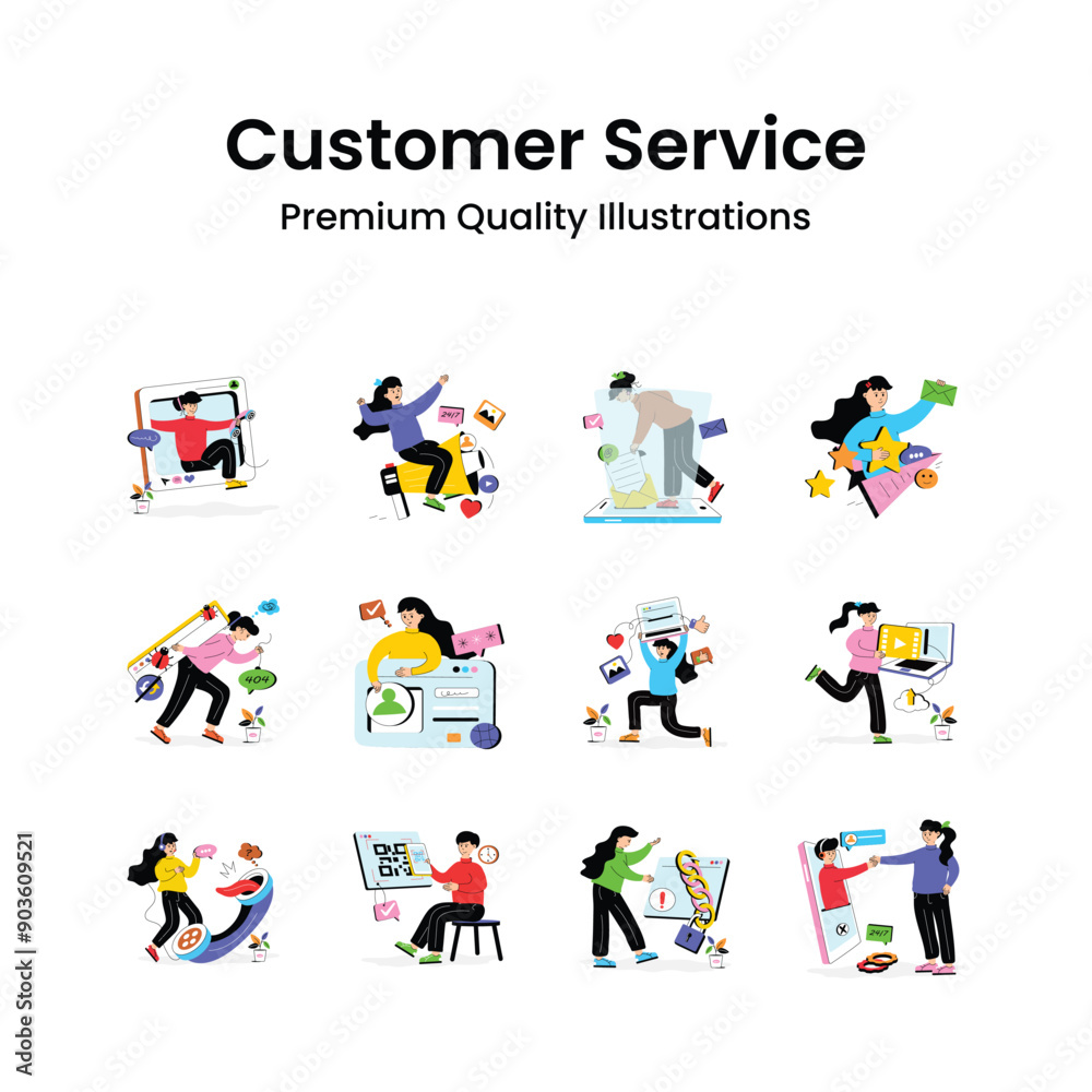 Get Your Hands on This Trendy Pack of Illustrations of Customer ...