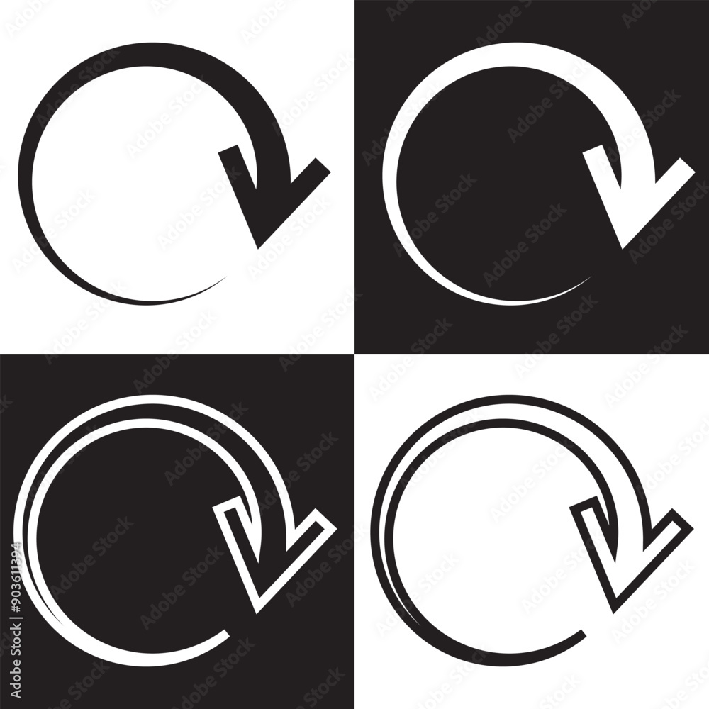 Redo Icon. Back and white or Return Simple Vector Sign Trendy Symbol ...