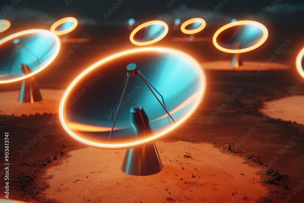 Aerial Perspective of Satellite Dish Array A Visual Representation of ...