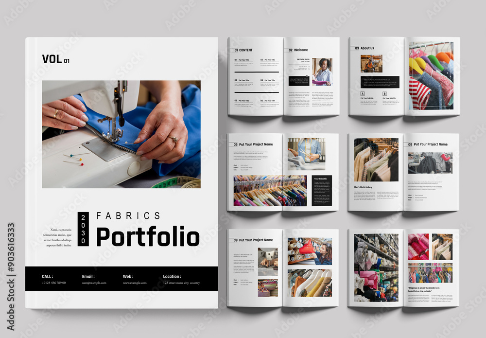 Fabrics Portfolio Layout Stock Template | Adobe Stock