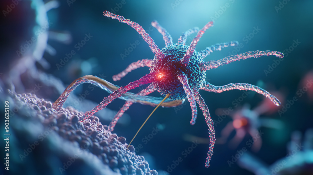 Microscopic Drama: Bacteriophage Virus Attacking Bacterial Cell with ...