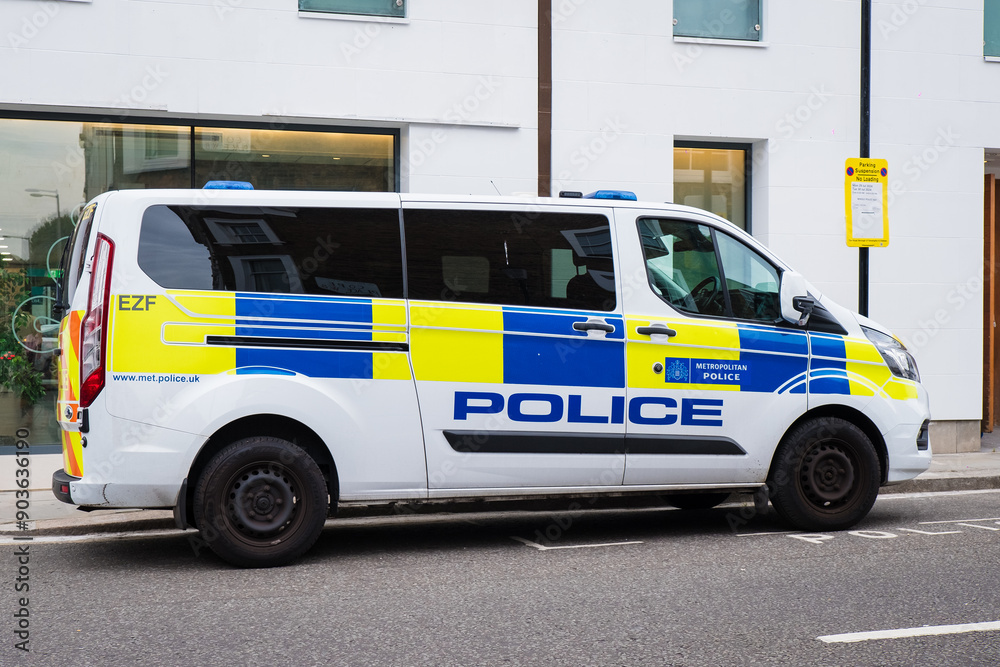 London, UK - July 24, 2024: United Kingdom Metropolitan Police car on a ...
