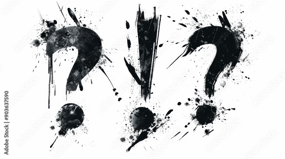 This is a series of hand drawn exclamation mark, alert signs. A doodled ...