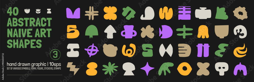 Collection of various hand drawn bizarre abstract geometric unusual ...