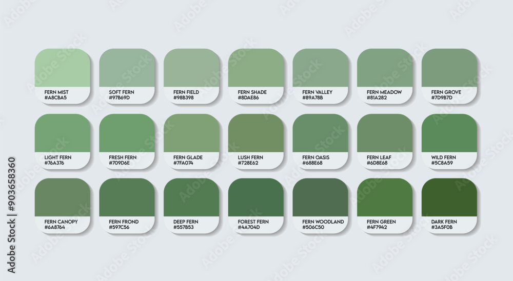 Fern Color Palette, Fern Green Color Guide Palette with Color Names ...