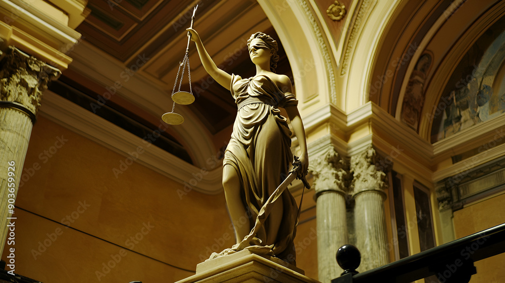 Statue of Justice in a Grand Hall A symbol of law and fairness the ...
