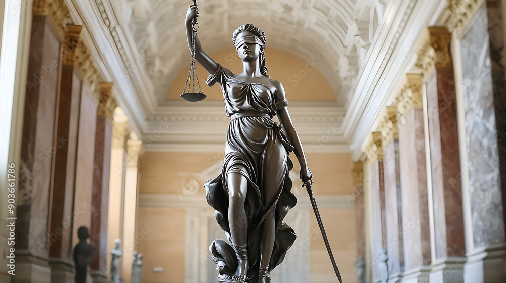Statue of Justice in a Grand Hall A symbol of law and fairness the ...