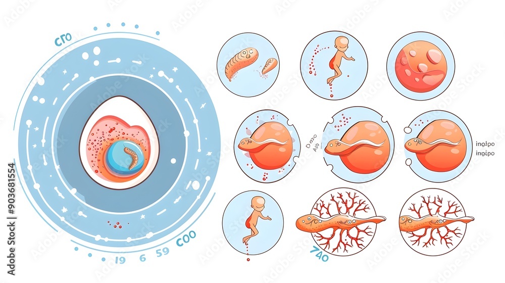 Detailed of Embryo Development Stages and Embryology Showing the ...