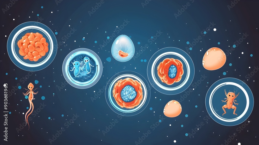 of Embryo Development Stages and Embryology or Embryogenesis Showing a ...
