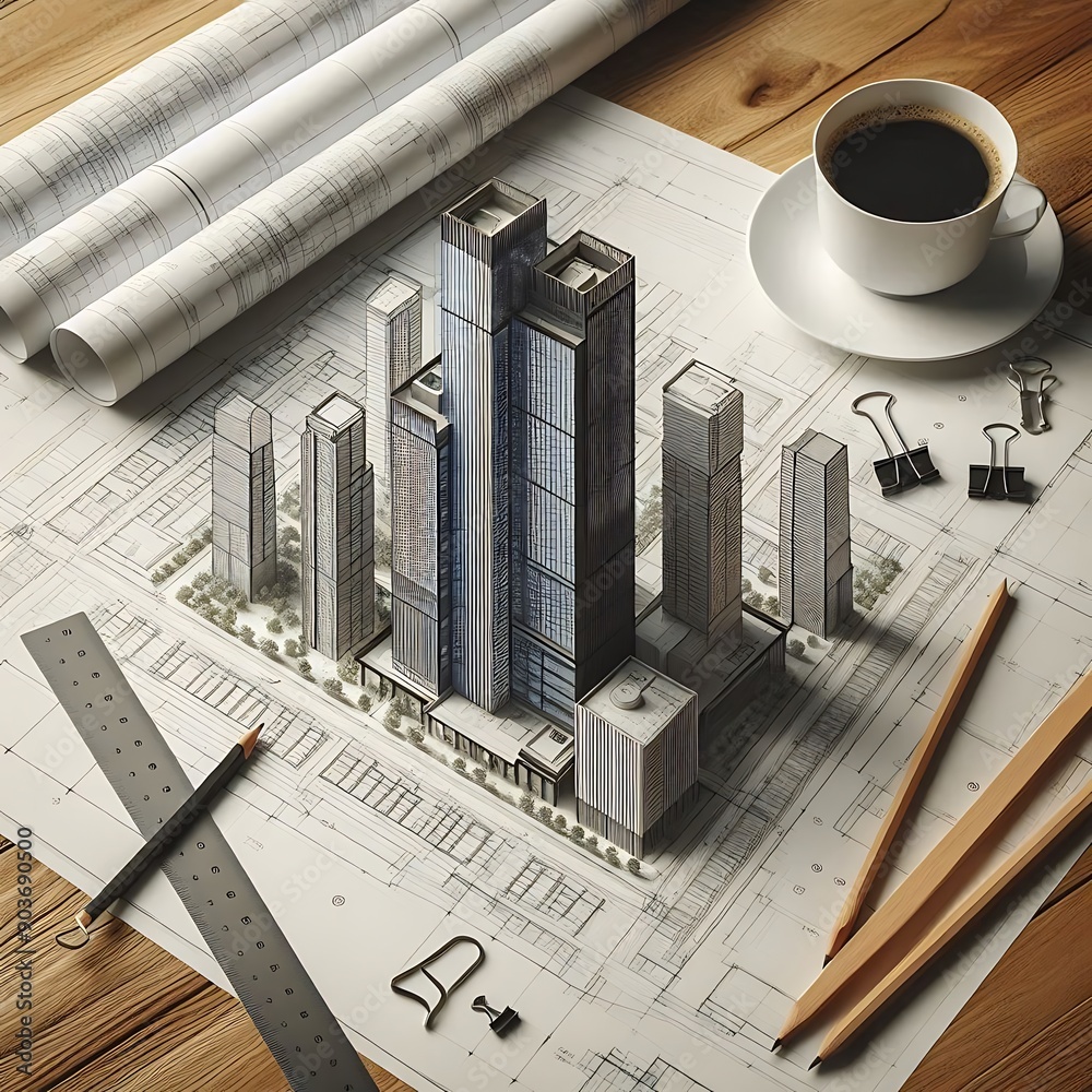 3D rendered illustration of a real state building home structure from a ...