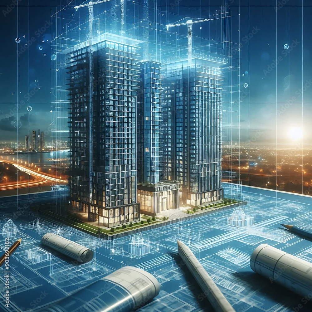 3D rendered illustration of a real state building home structure from a ...