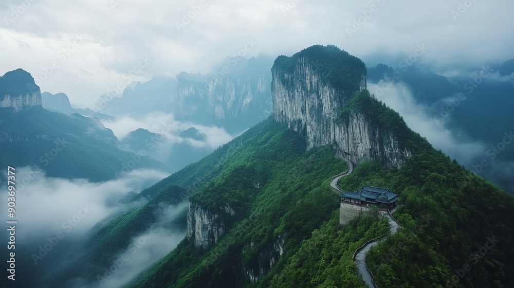 A breathtaking view of Tianmen Mountain in China, showcasing its ...