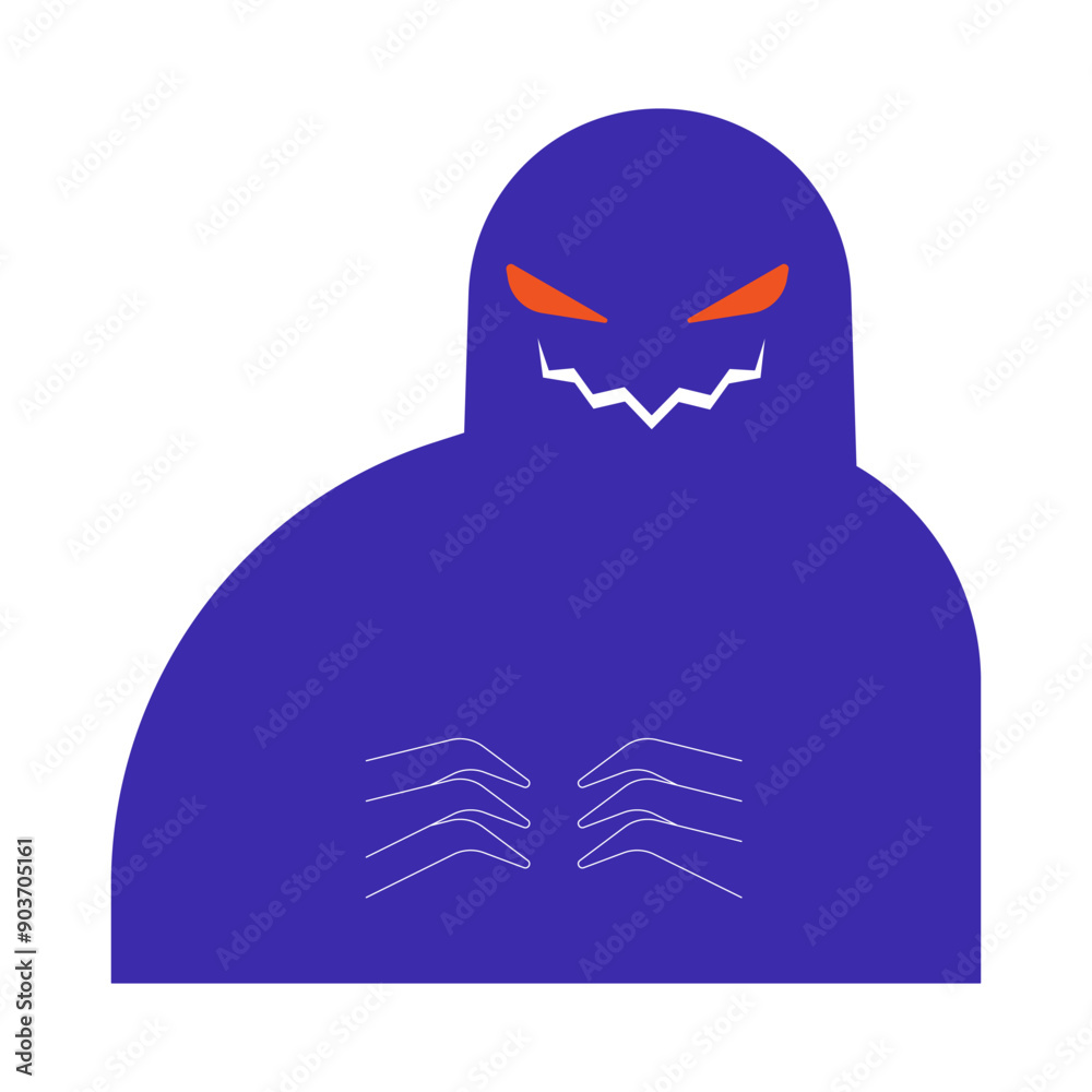 Silhouette monster evil smiling 2D cartoon character. Spooky shadow ...