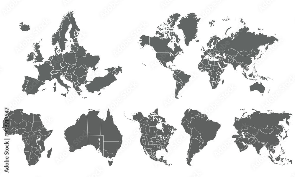 World map with countries isolated on white background. for website ...