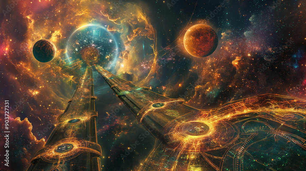image of a cosmic multiverse hub, a central point where all dimensions ...