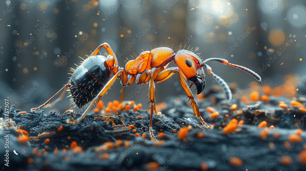 Professional close up shoot of an bullet ant in the forest as natural ...