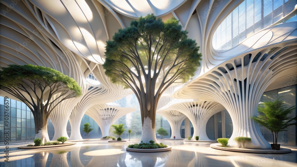 Surreal interior features a striking organic parametric structure ...