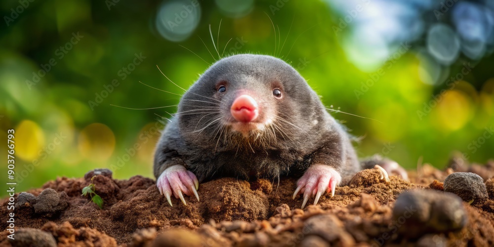 A small, furry star-nosed mole uses its distinctive star-shaped organ ...