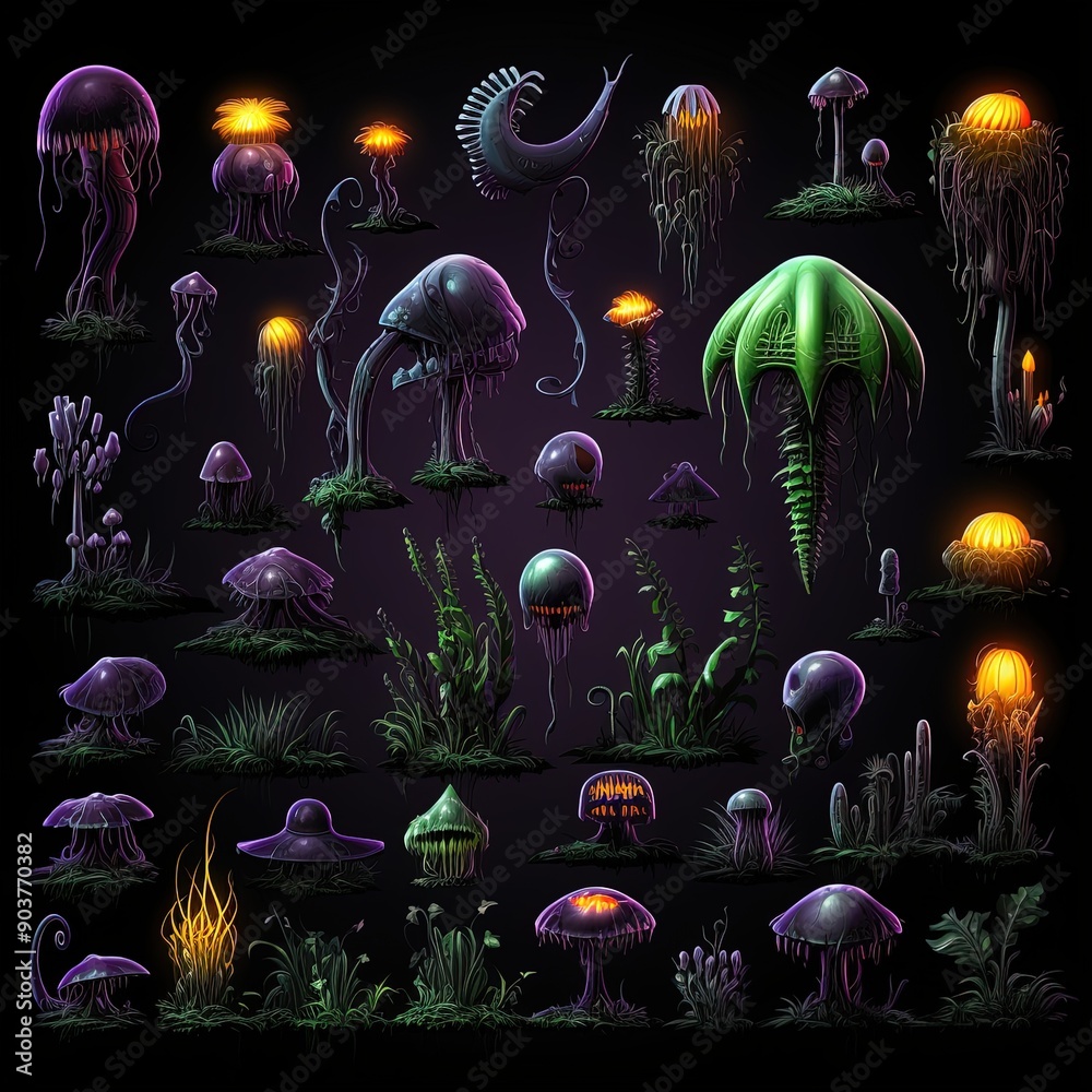 Mushroom Graphics for RPG Game in Detailed Sprite Sheet Stock ...