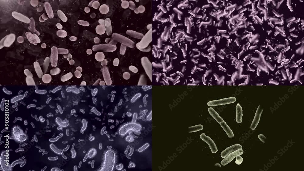 Bacterial video. various types of bacteria such as Escherichia coli ...