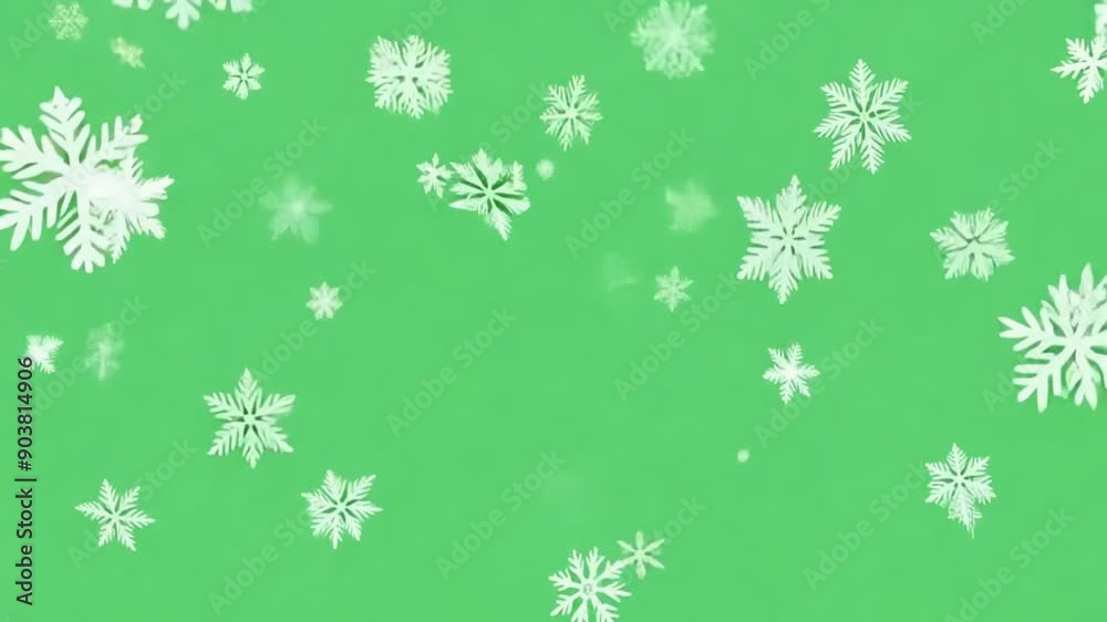 Snow falling down slowly 4K animation on Green screen. Christmas ...
