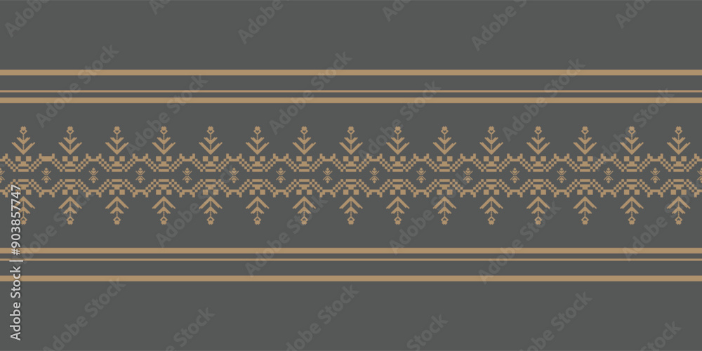 Elegant Textile Border with Floral Motif. Vintage Textile Border for ...
