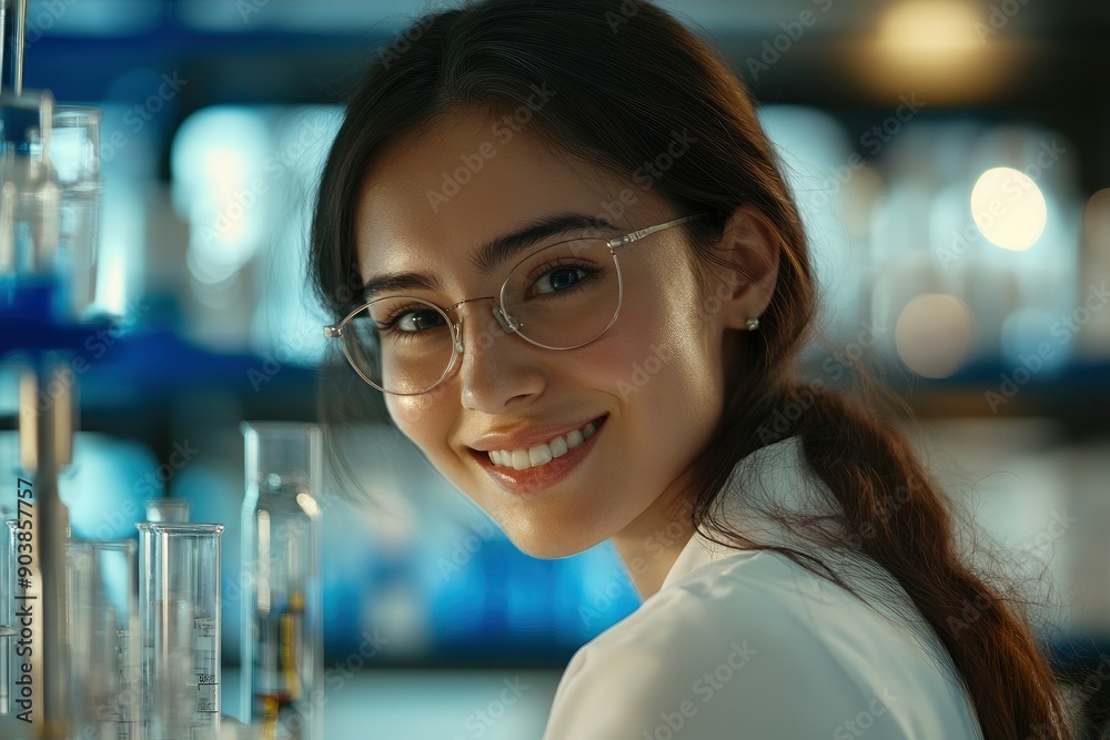 Building Successful Career in Science Research. Smart beautiful woman ...