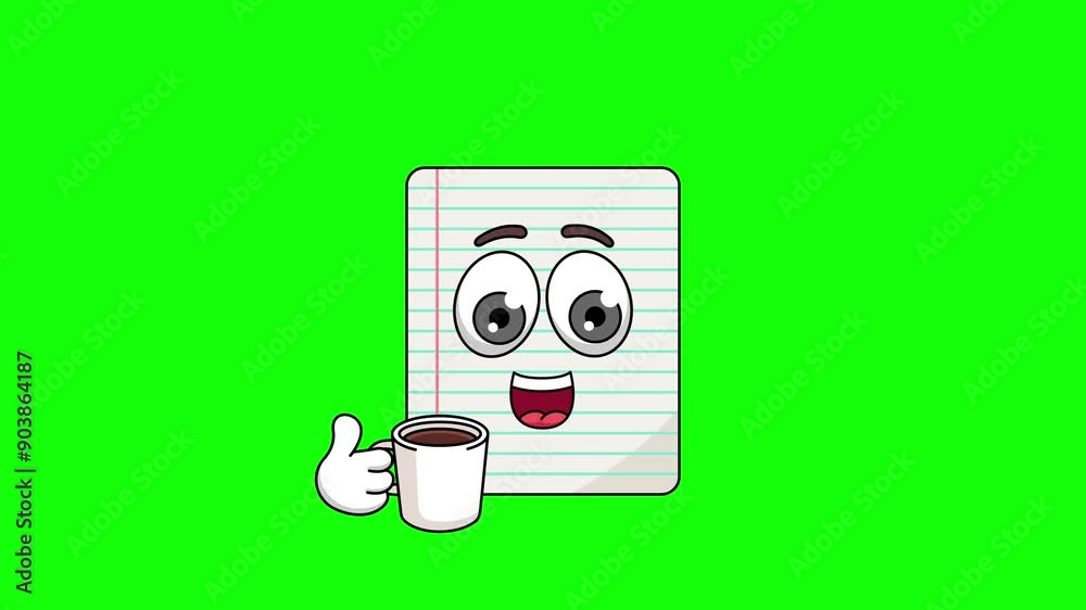paper emoticon with drinking coffee style, emoji emoticon animation ...