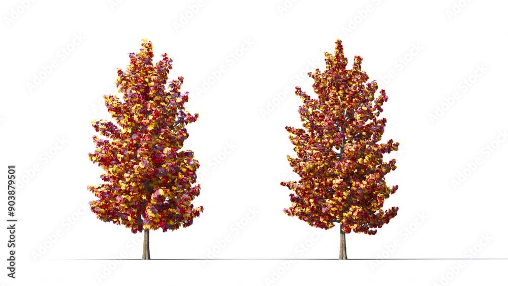 Growing trees on a white background 3D animation growth grow from small ...