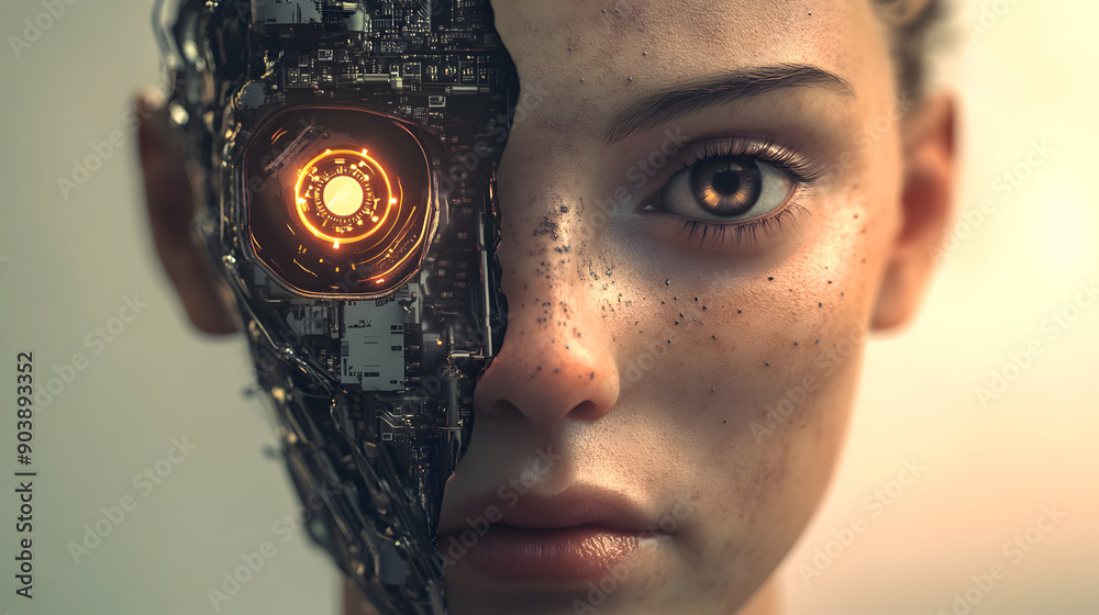 Half human and half mechanized. The mechanized part has artificial ...