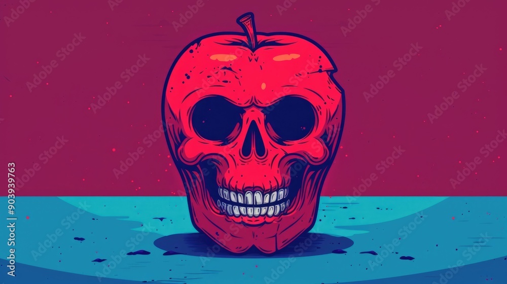 Creepy and Sinister of a Poison Apple with a Spooky Skull Design This ...