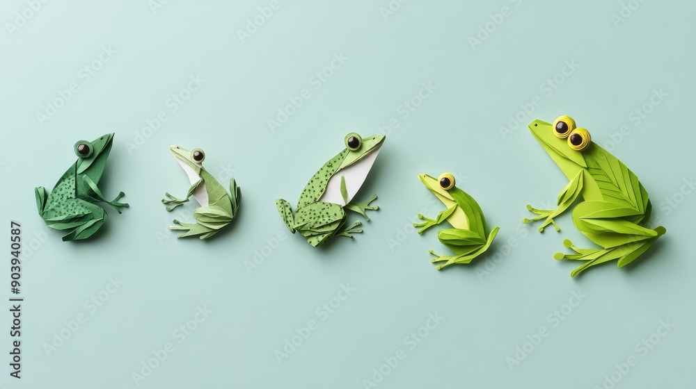 Evolution of a Frog: Paper Art Illustration of Amphibian Development in ...