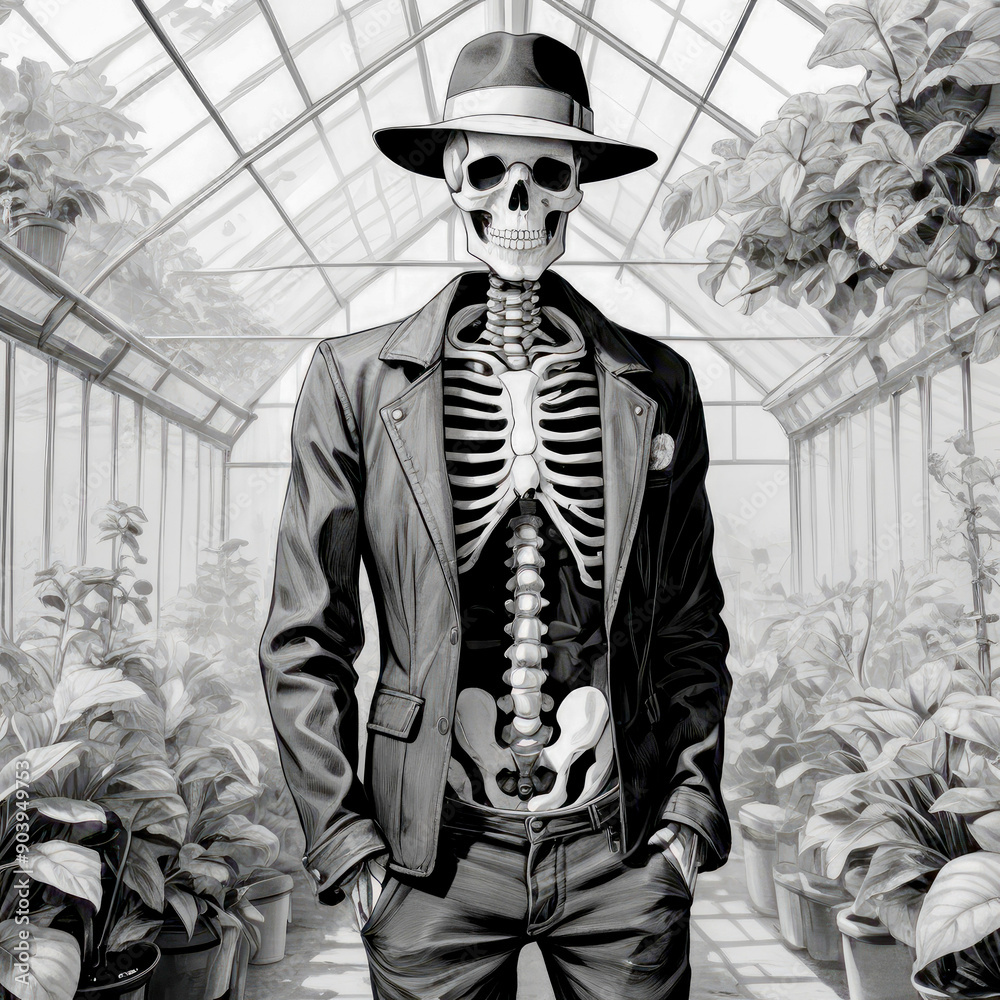 skeleton in a jacket and cowboy hat. Friday the 13th Stock Illustration ...