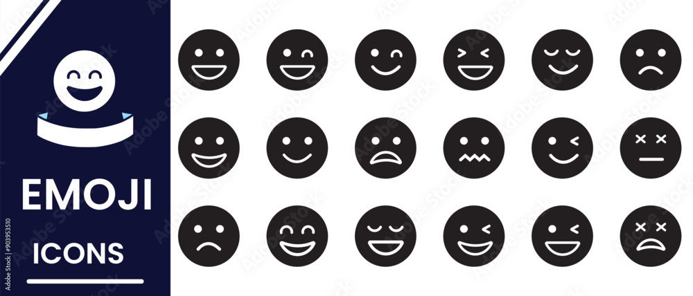 Emoji, Emoticons icon, vector set. Set of Emoji, Emoticons icons ...