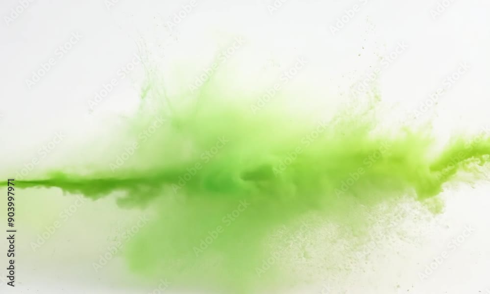 Green Powder Explosion: A vibrant green powder cloud erupts in a ...