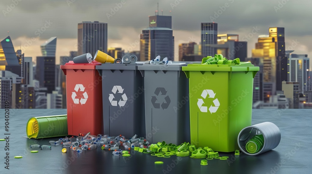 Waste Management Recycling bins and waste segregation systems Stock ...