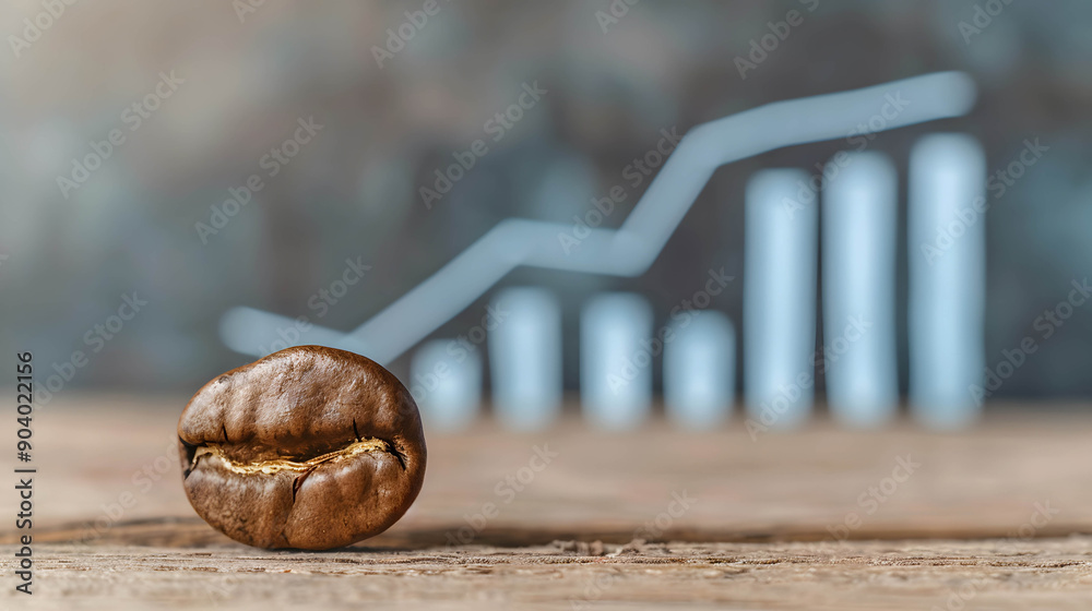 Coffee bean and bar chart trending upwards, representing coffee price ...