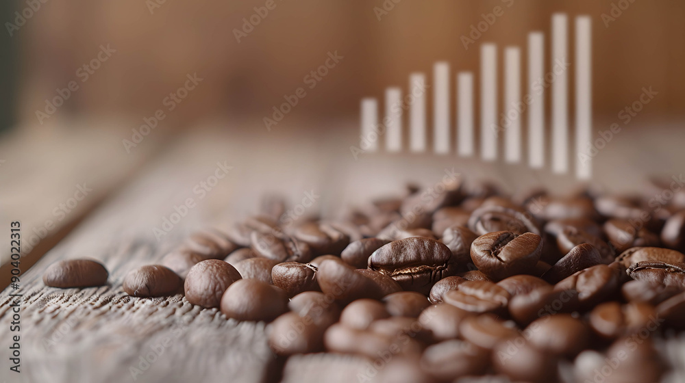 Coffee bean and bar chart trending upwards, representing coffee price ...