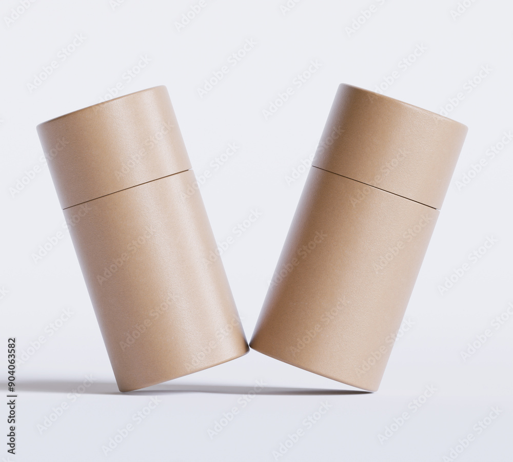 Brown Paper tube package mockups isolated on white background. Blank ...