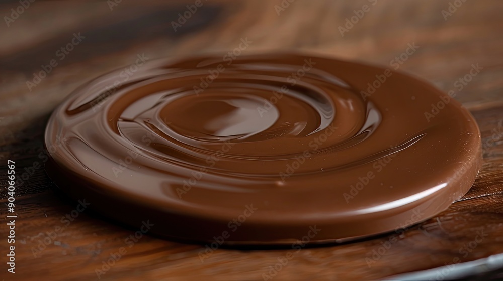 chocolate disc with smooth surface full view up close Stock Photo ...