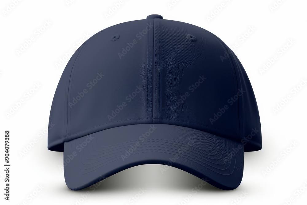 Dark blue baseball cap in front and back views on white background for ...