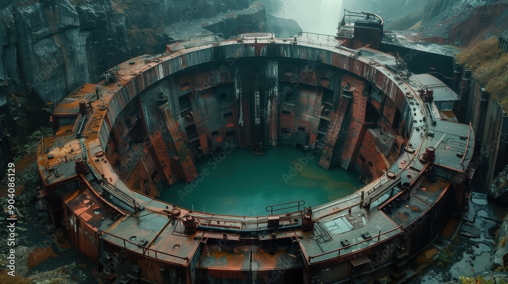 Abandoned Hydroelectric Dam with Rusted Structure. Abandoned ...