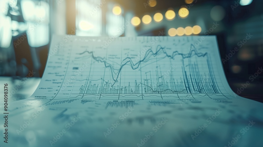 Basic sketch of a fluctuating financial chart with icons, Market ...