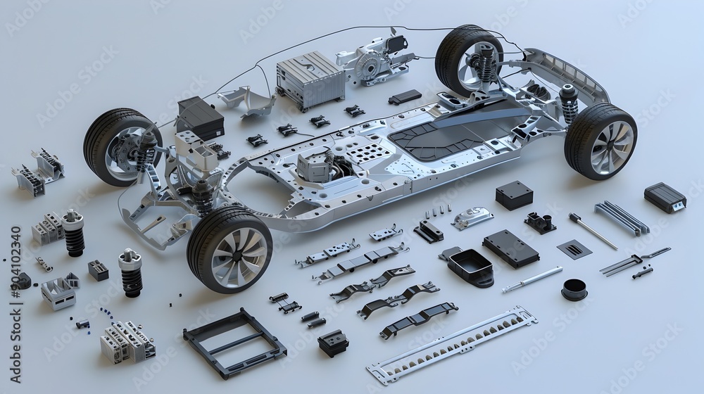 Transparent Exploded View of Systematic Electric Vehicle Component ...