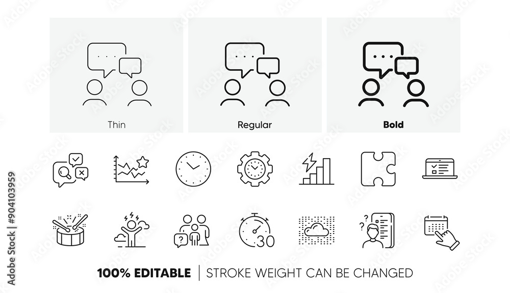 Consumption growth, Time and Cloud system line icons. Pack of Puzzle ...