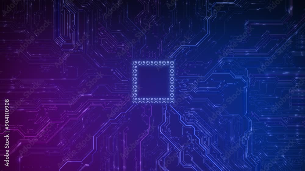 Animated Circuit Board Digital Technology Background Central Computer