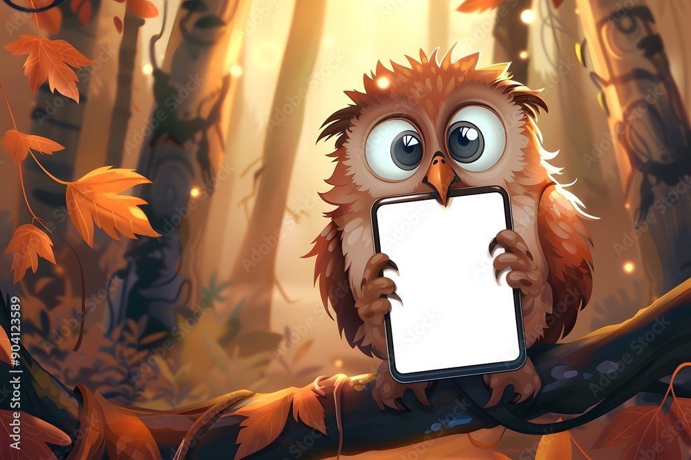 Cartoon Animals with Blank Screen Mobile Phones. Joyful Cartoon Animals ...